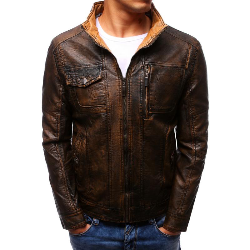 Pánská bunda koženka hnědá | TheyWear.cz